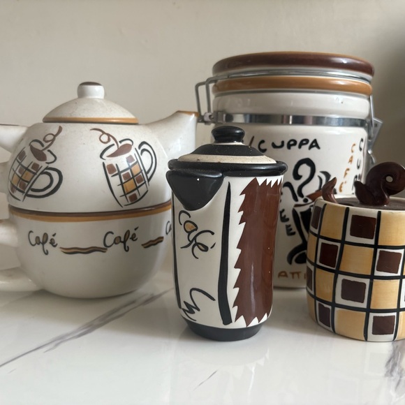 Kitchen | Artisan Caf Ceramic Kitchen Set Brown And Cream | Poshmark